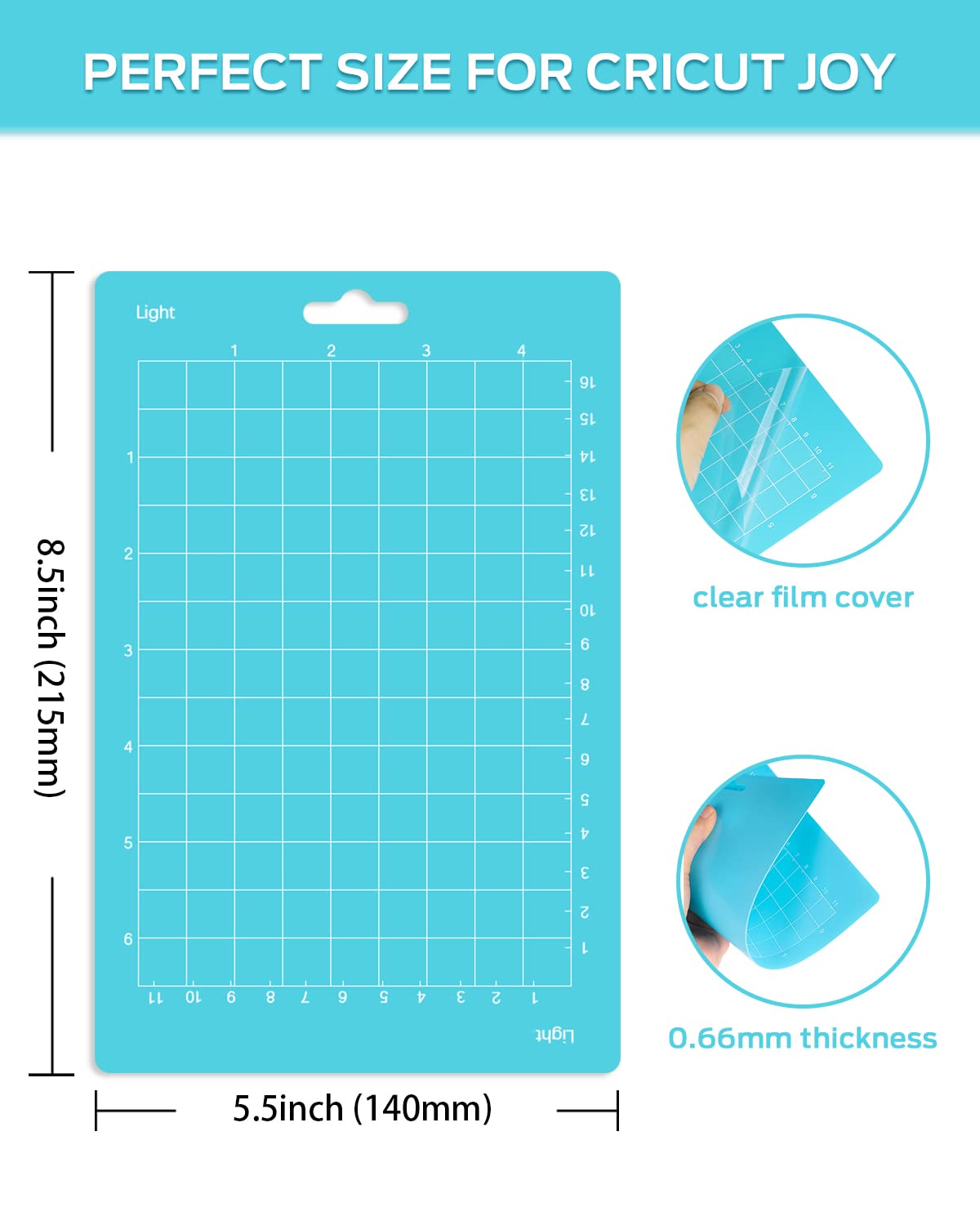 Gwybkq Cutting Mat for Cricut Joy(4.5x6.5 Inch,6 Mats) Adhesive Light Cutting Mats Replacement Accessories Blue