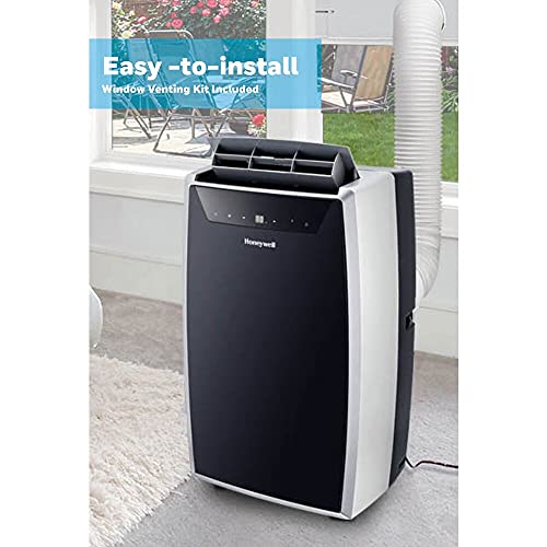 Honeywell Classic Portable Air Conditioner w Dehumidifier & Fan, Cools Rooms Up to 700 Sq. Ft. w Drain Pan & Insulation Tape, MN4CFS9 (Black/Silver)