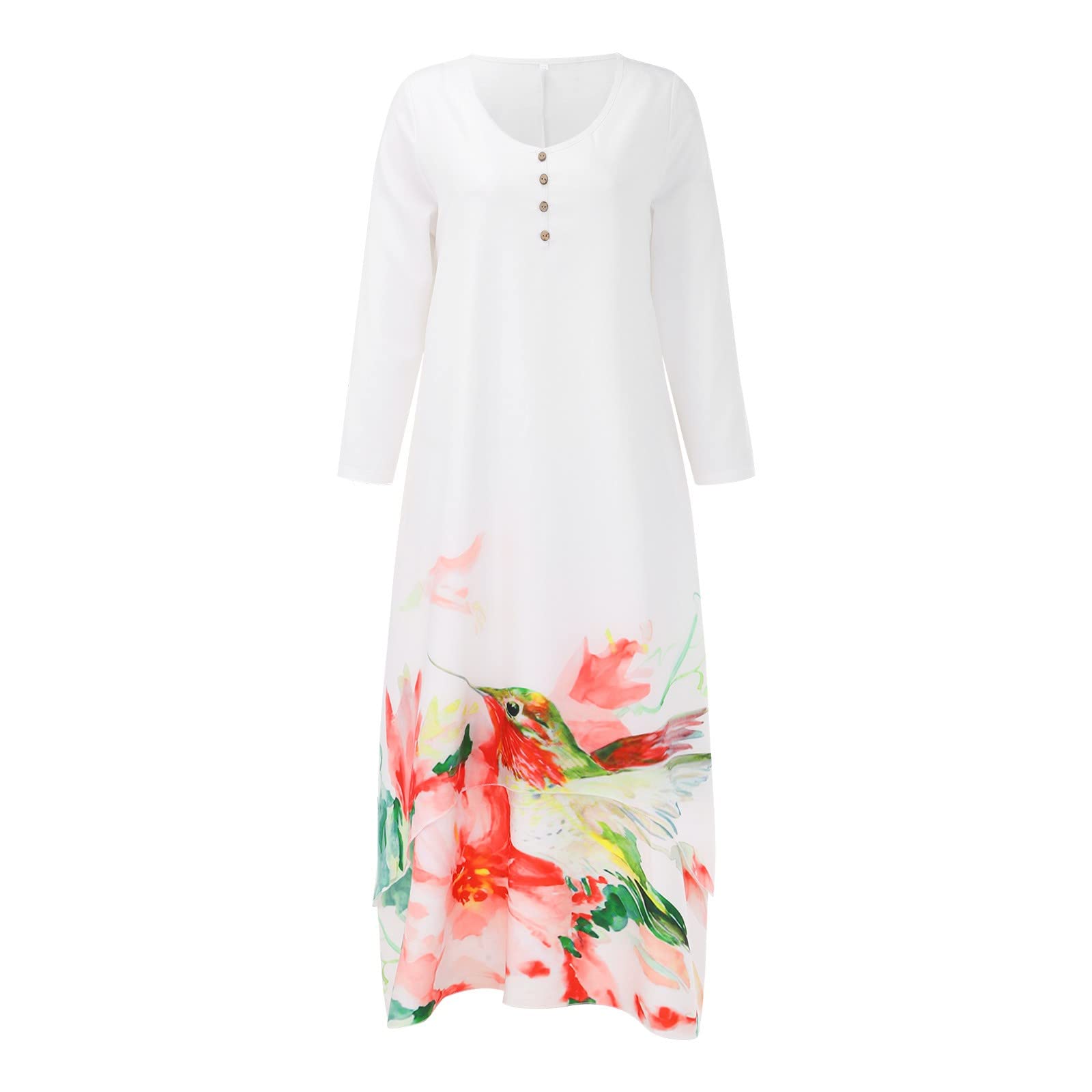 Jean Linen Dress for Women Summer 2023 Casual Long Sleeve V Neck Beach Irregular Loose Elegant Button Maxi Red