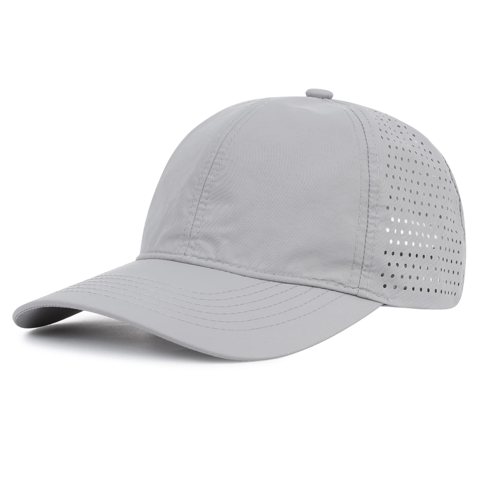 Komorebi Womens Baseball Cap High Ponytail Hat Quick Drying Mesh Trucker Hat Unisex Adjustable Running Hats Dad Hat Light Grey Medium