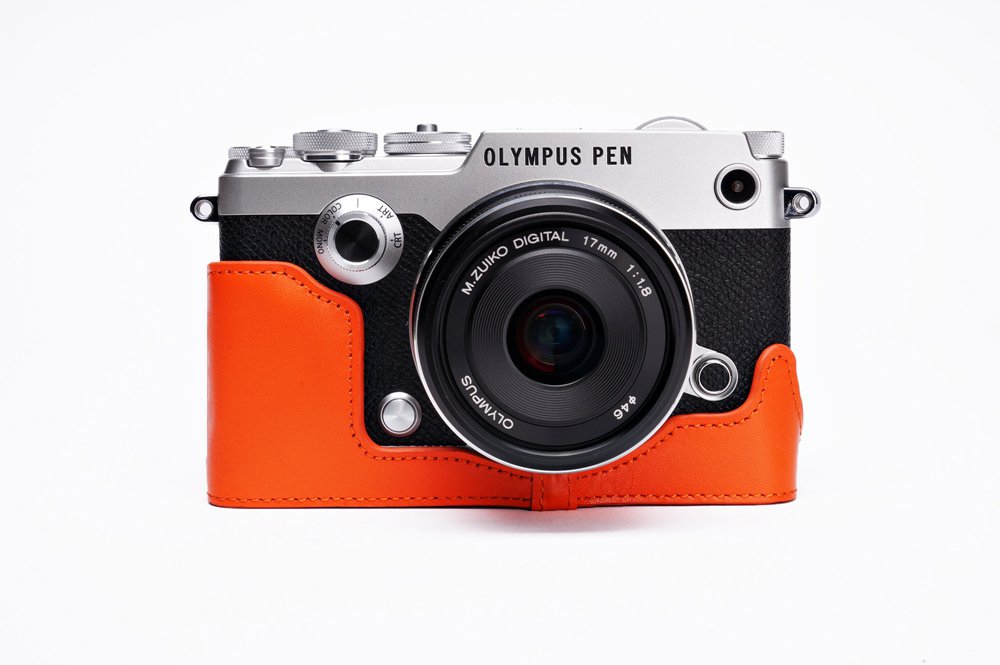 Handmade Genuine Real Leather Half Camera Case Camera Bag for Olympus Pen-F Pen F 7 Colors