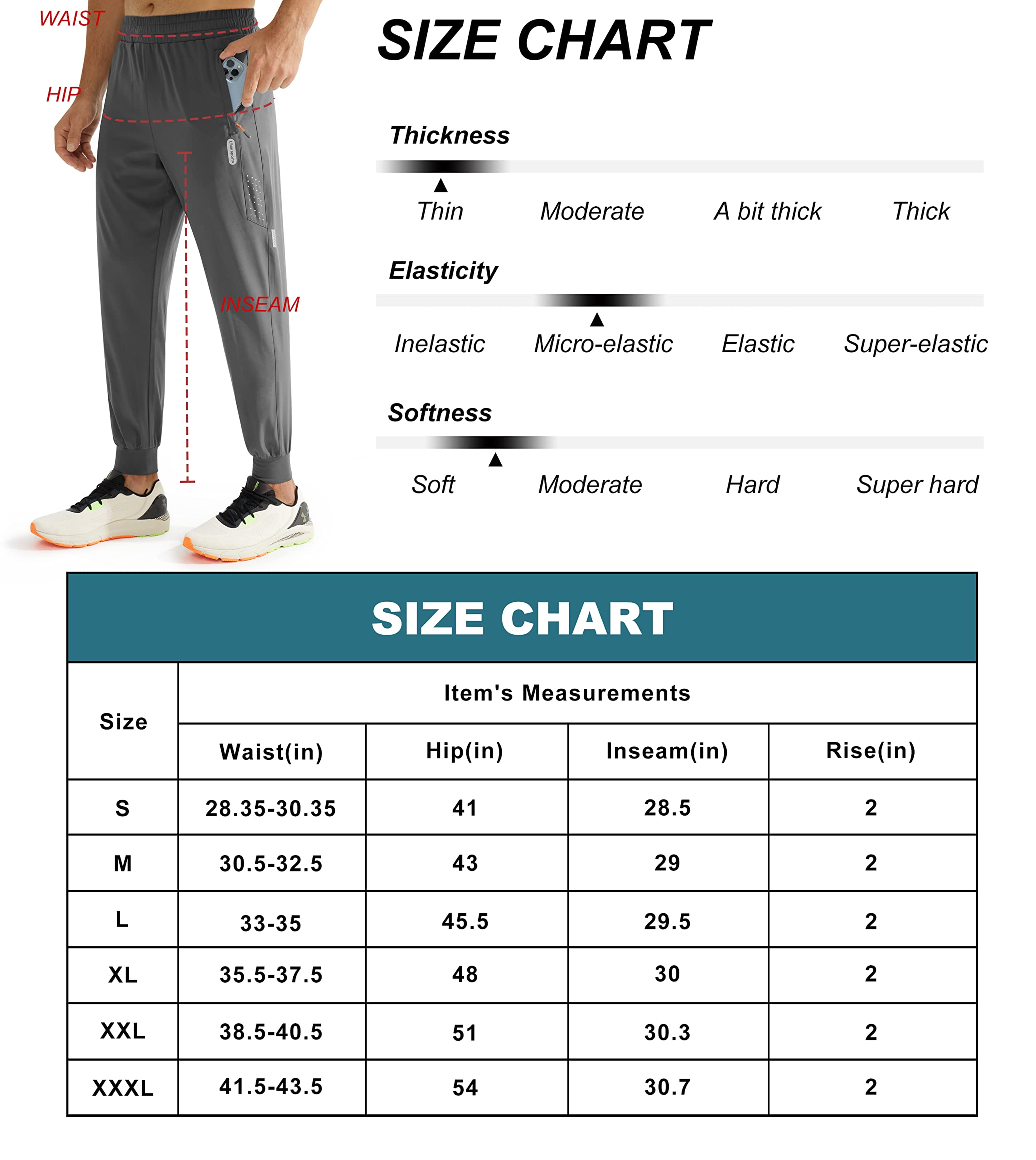 Libin Men's Lightweight Joggers Quick Dry Athletic Track Pants Joggers for Men Gym Workout Running Training Hiking Travel, Khaki L