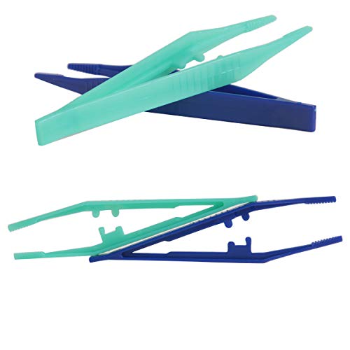 Hapy Shop 20 Pieces Plastic Tweezer Beads Tweezers for DIY Art Craft,Blue and Green