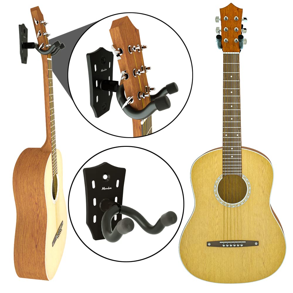 Guitar Wall Mount 2-Pack, Guitar Hanger Guitar Head Shaped, Sturdy Metal Guitar Holder for Wall, Guitar Wall Hanger Stand for Using Acoustic & Electric Guitar Ukulele Mandolin at Home and Studio (2)