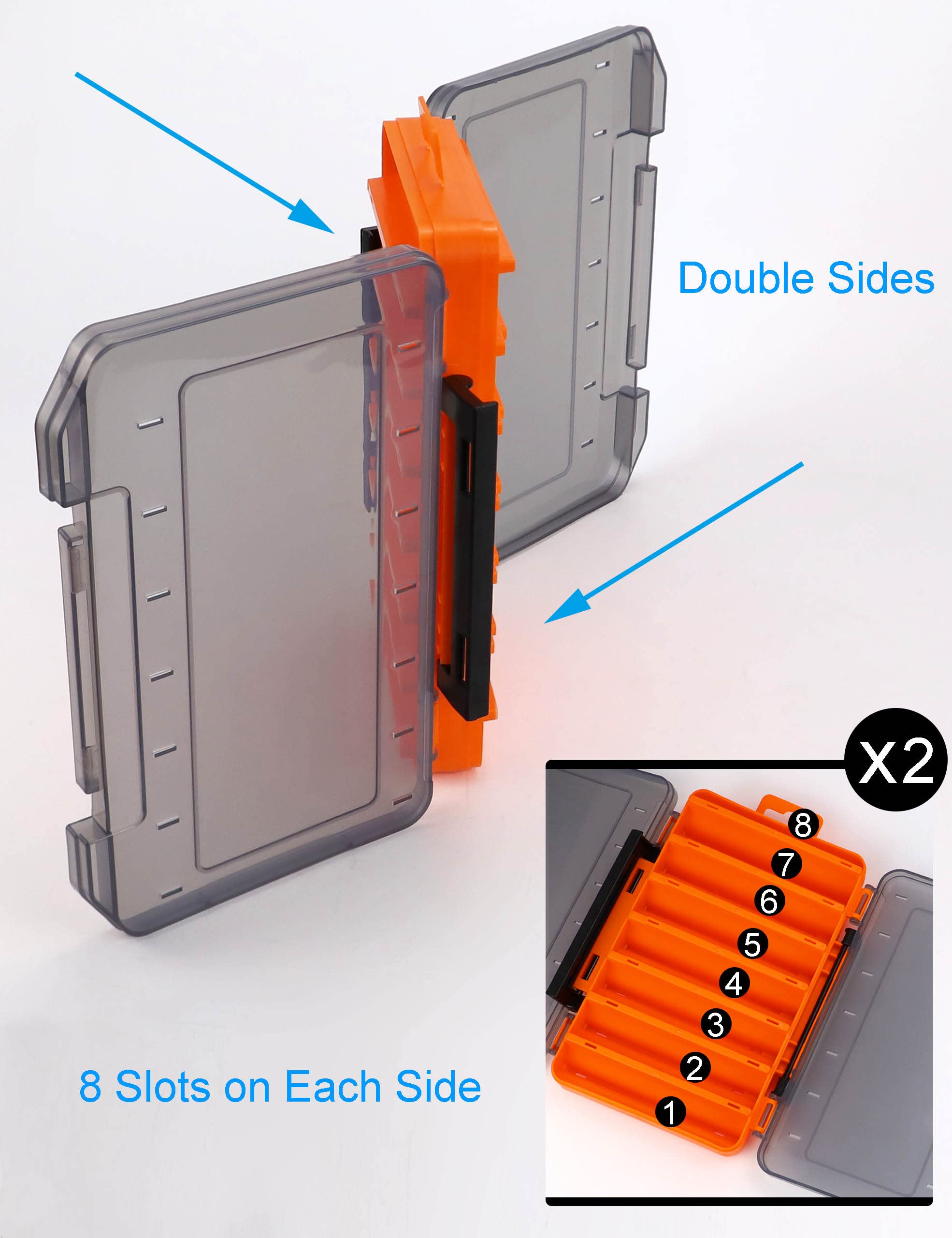 Hlotmeky Tackle Box Fishing Lure Box Organizer Double Sided Fishing Bait Storage Box Compartment Organizer Box Container