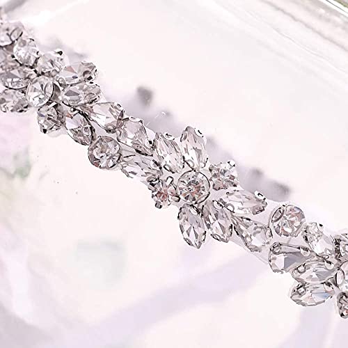 HONGMEI Thin Bridal Belt Rhinestone Wedding Belt Bridesmaid Sash Women Dress Accessories(White)