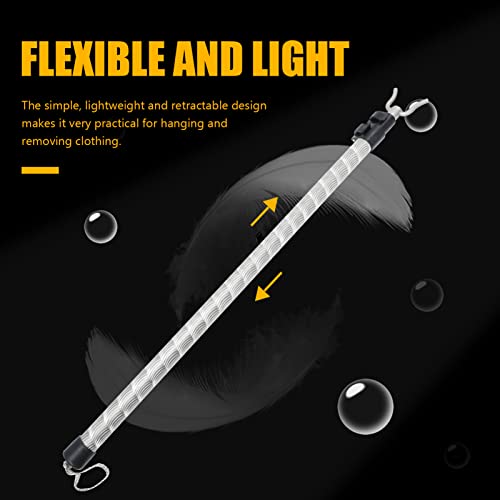 Yardwe Closet Pole with Utility Hook 50.4 Long Reach Stick Retractable Reach Stick Closet Pole Telescoping Long Pole for Clothes, Shutters, Closet, Curtain, Shelf, Ceiling, Silver