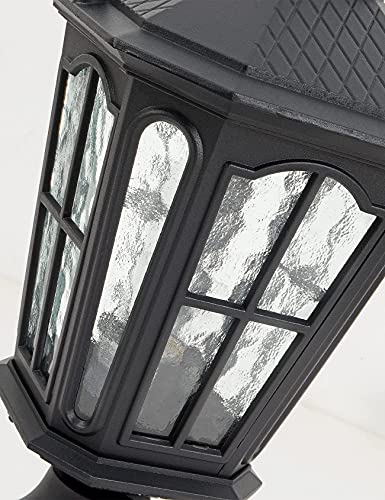 GYDZ Post Light Outdoor with 3-Inch Pier Mount Base, 17''H Exterior Post Light Fixture,Waterproof IP65 Classic Die Cast Aluminum with Water Ripple Glass, E26 Base 60W Max,Matte Black