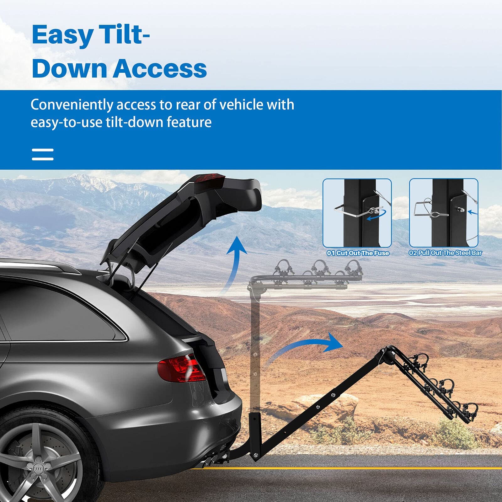 GXP Premium 3-Bike Carrier Rack Hitch Mount Swing Down Bicycle Rack W/ 2" Receiver