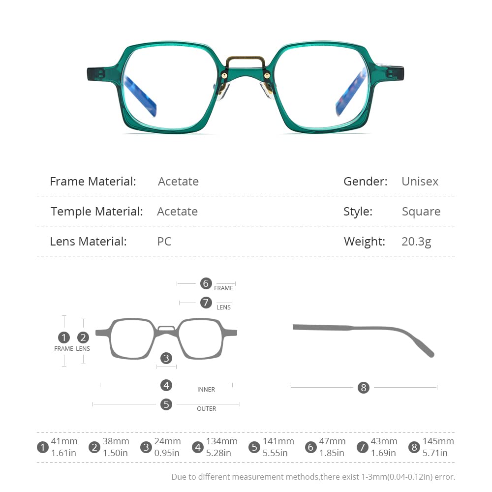HEPIDEM Acetate Glasses Frame Men,Round Optical Eyeglasses Women Vintage Retro Eyewear 9153 (9153 Leopard)