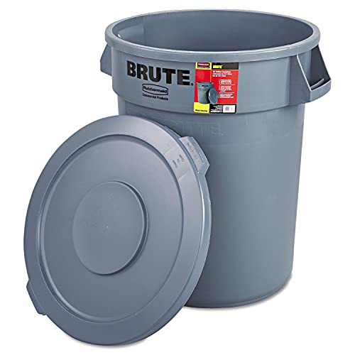 Rubbermaid Commercial 863292GRA Brute Container All-Inclusive, Round, Plastic, 32 gal, Gray (Single Pack)
