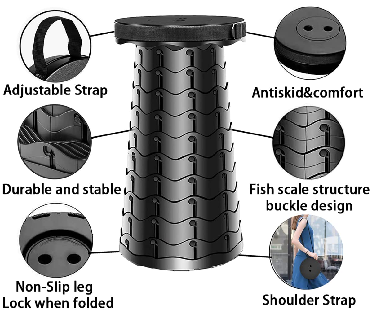 HEIDBER Folding Stools for Adults Portable Telescopic Stool Collapsible Stools Foldable Camping Stool Retractable Stools Chairs for Adults for Outdoor Indoor