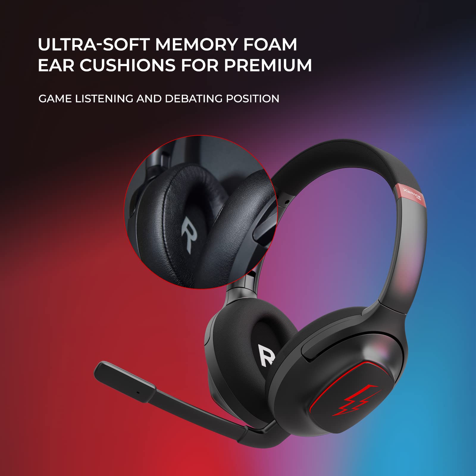 HONSENN Bluetooth Wireless Gaming Headset with Microphone-Spatial Surround Sound-Bendable Noise Canceling Mic-Comfortable Foam Ear Cushions-PC, Mobile, PS-Compatible with All 3.5mm Audio Jack Devices