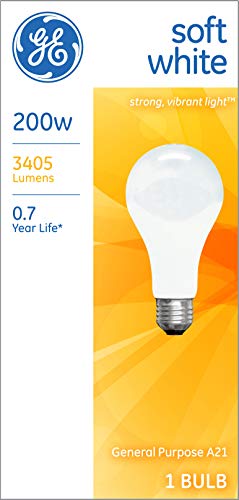 GE Soft White Light Bulb, 200 Watt, General Purpose Light Bulb, Medium Base (12 Pack)