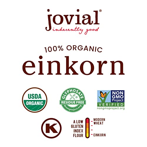Jovial Einkorn 100% Organic Einkorn All Purpose Flour - Baking Flour, High Protein, Non-GMO, USDA Certified Organic, Unbleached Flour, Product of Italy, Organic All Purpose Flour - 32 Oz, 5 Pack