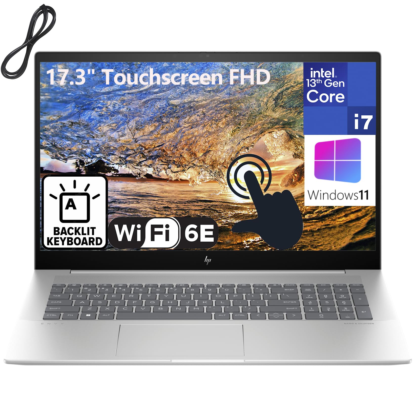 HP Envy 17 17.3" Touchscreen FHD Laptop Computer, 13th Gen Intel 14-Core i7-13700H up to 5.0 GHz, 16GB DDR4 RAM, 512GB PCIe SSD, WiFi 6E, Bluetooth 5.3, Backlit Keyboard, Windows 11 Home