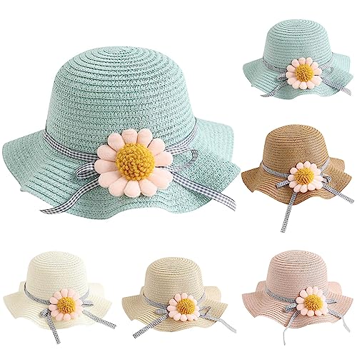 Girl Kids Winter Hat Children's Girls Sunscreen Hat Summer Bow Sun Hat Hat Braided Hat Beach Hat Sun (Beige, One Size)