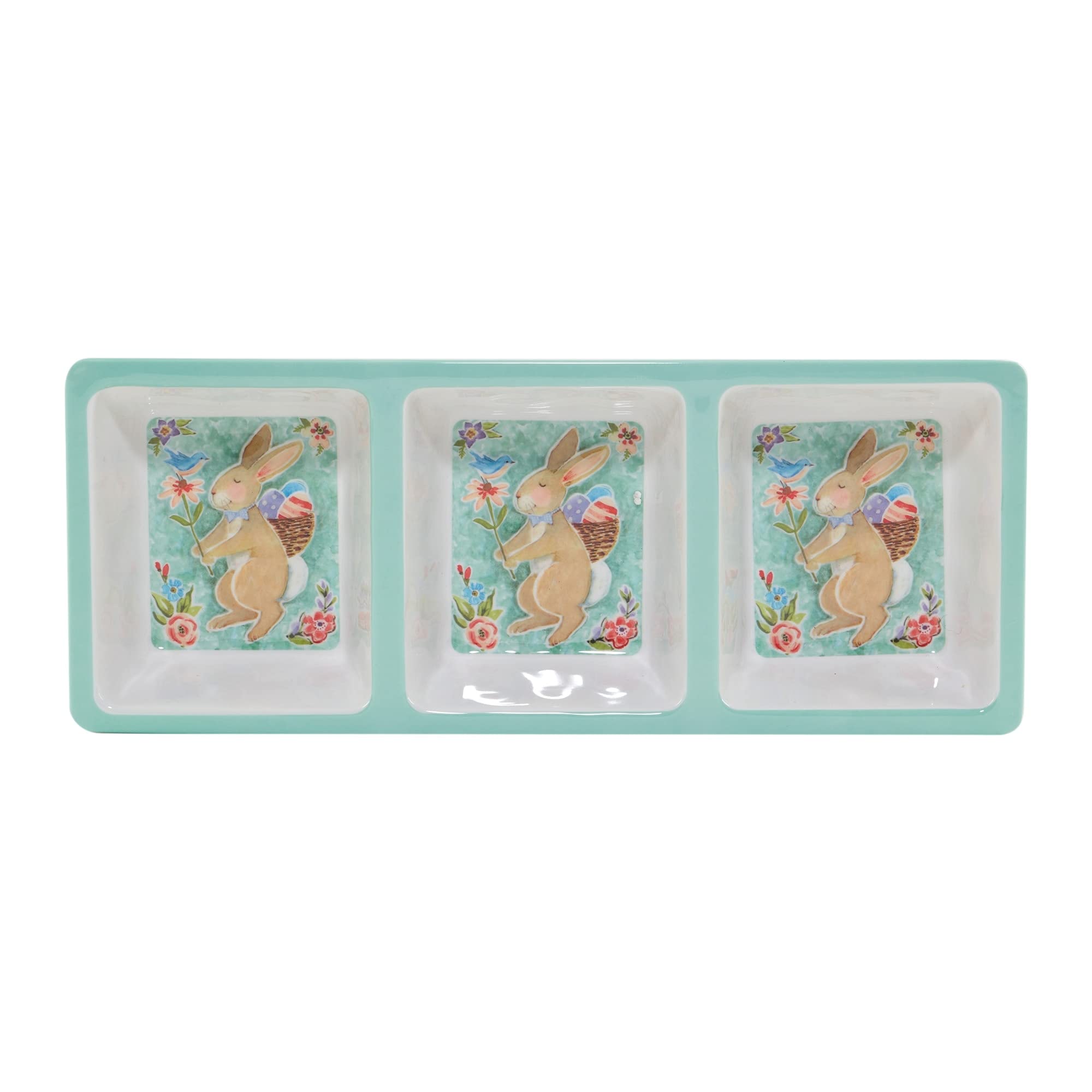 Joy Of Easter 3 Piece Hostess Set Multi Color Floral Casual Farmhouse Round Dishwasher Safe