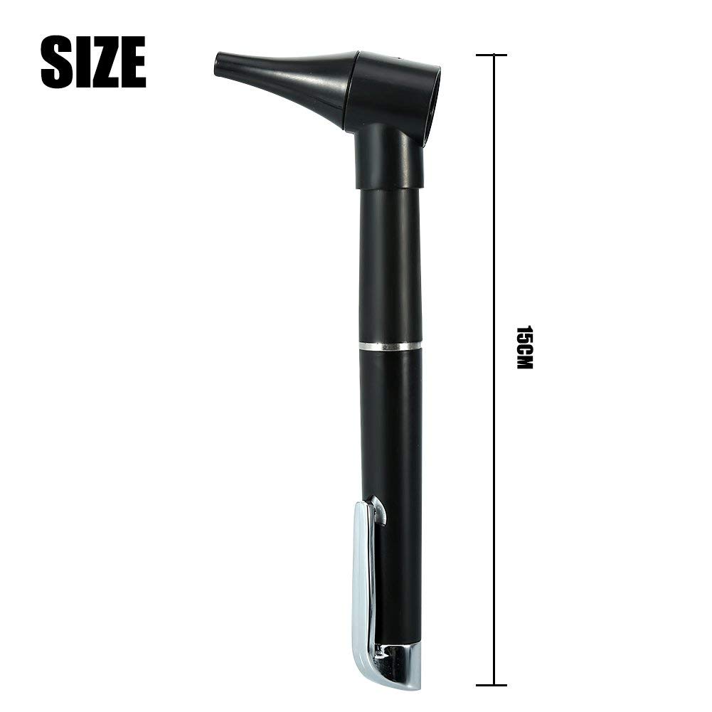 ZJchao Clip Otoscope, LED Penlight Otoscope Adult Child Professional Home Ear Care Magnifying Lens Flashlight Light Pen with 5 Sized Speculas Head