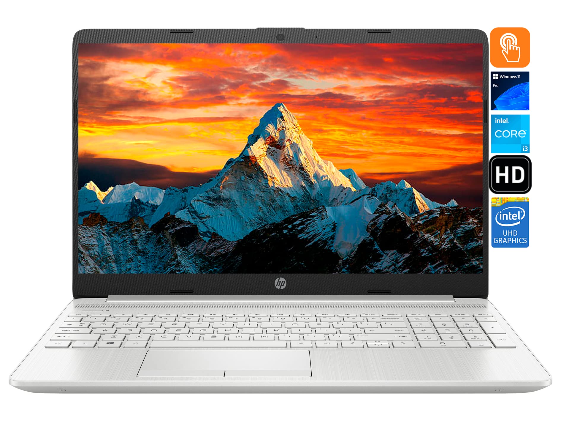 HP [Windows 11 Pro] 15.6" HD Touchscreen Business Laptop, 11th Gen Intel Core i3-1115G4 Processor, 12GB RAM, 256GB SSD, HDMI, WiFi, Type-C, Long Battery Life, Silver, PCS