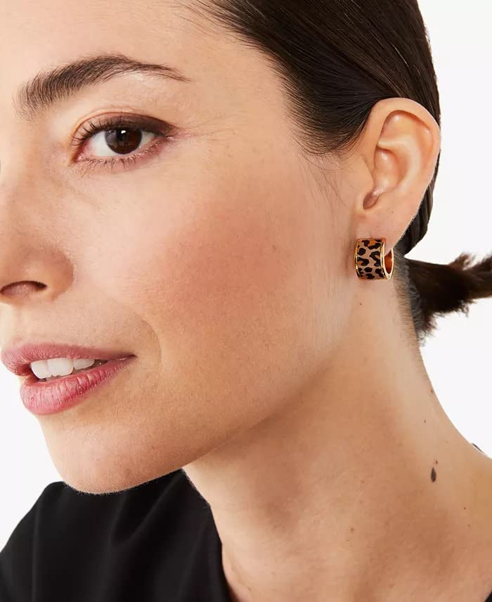 KATE SPADE NEW YORK Gold-Tone Huggie Hoop Earrings (Leopard)