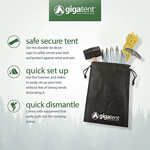 GigaTent 10-Piece Camping Stake Set - Complete Lightweight Tent Setup with Portable Bag - Essential Gear for Outdoor & Hiking