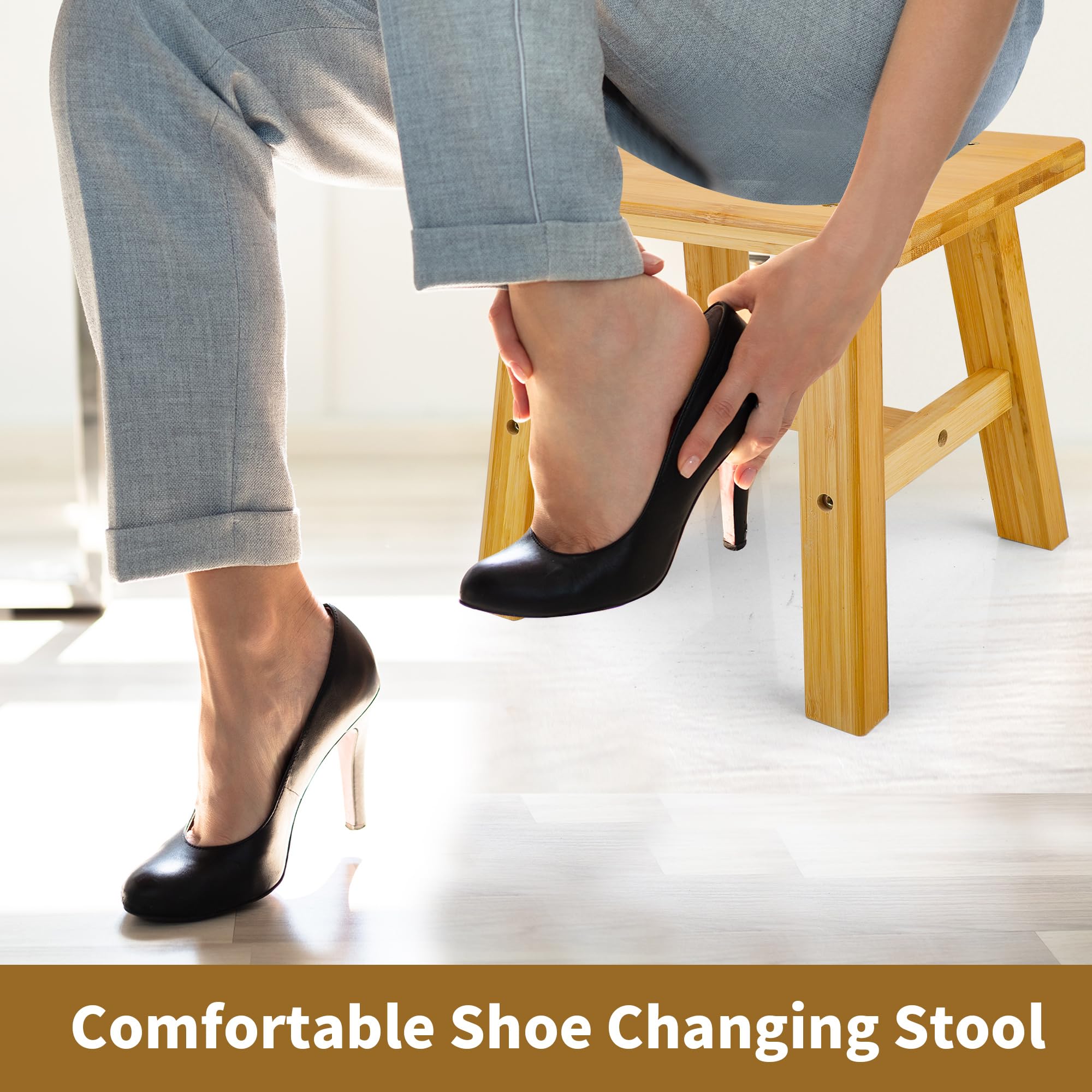 YEUIKERR Wooden Step Stool Small Wood Foot Stool Milking Stool for Adult for Adults, Kitchen,Bathroom,Bedroom, Easy Assembly