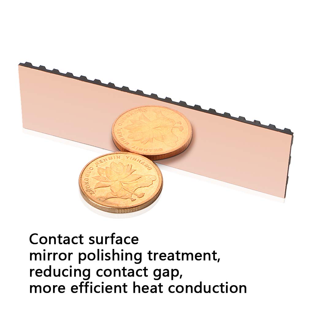 icepc M.2 Heatsink for PS5 PCI-E NVME 2280 SSD Graphene Coating Copper Heat Sink,High Performance SSD Radiator with Thermal Pad for Laptop PC 2280 NGFF Solid State Disk Cooler(70x20x4mm)