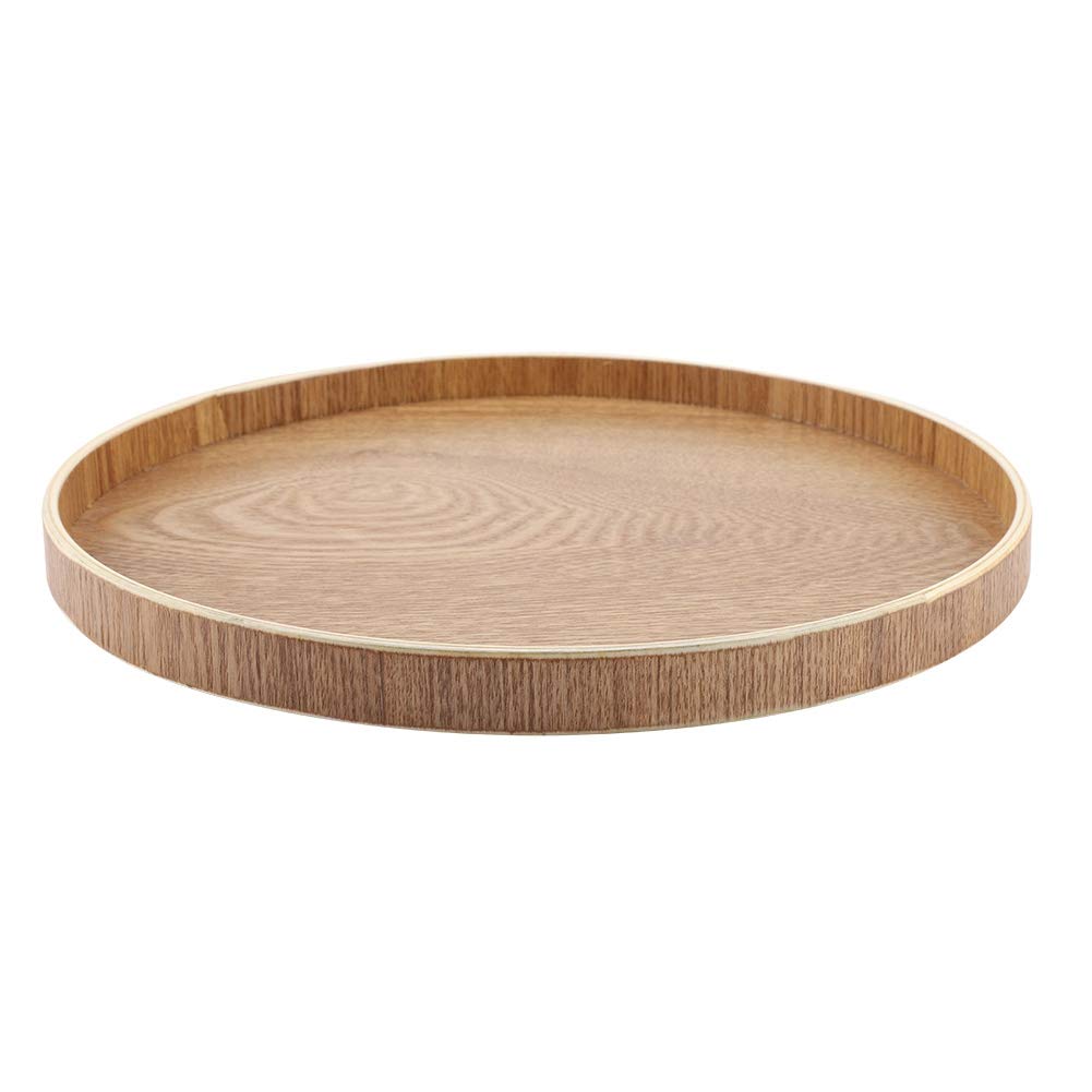 Wooden Serving Tray Round Plate for Tea Set Fruits Candies Food Home Decoration(30cm)
