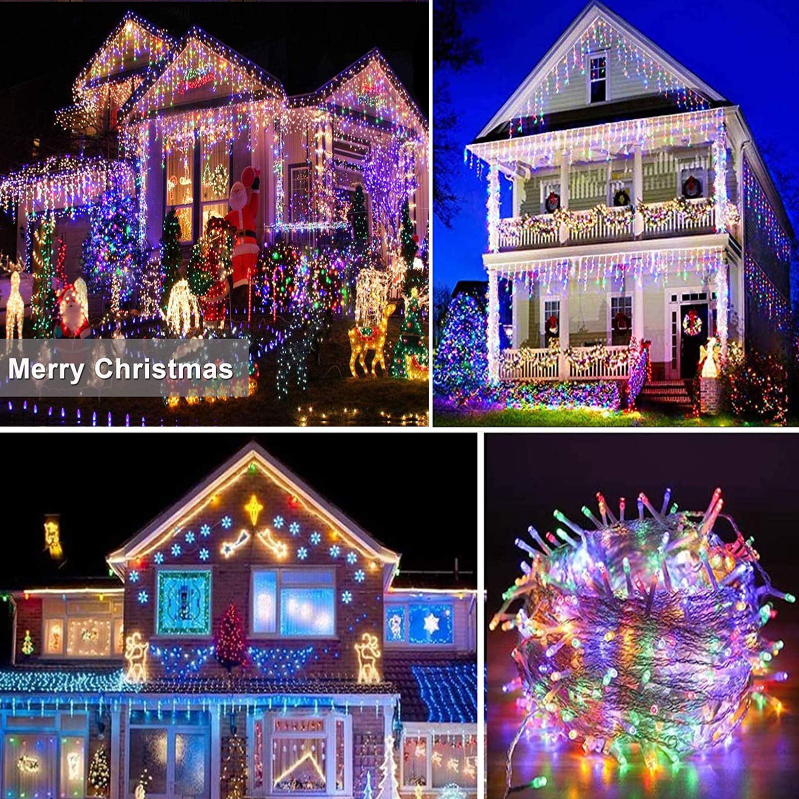 Joomer Christmas Icicle Lights,300 LED 29ft 8 Modes with 60 Drops,Christmas Lights with Timer,Waterproof Connectable Outdoor String Lights forHoliday,Wedding,Christmas Decorations(Warm White)