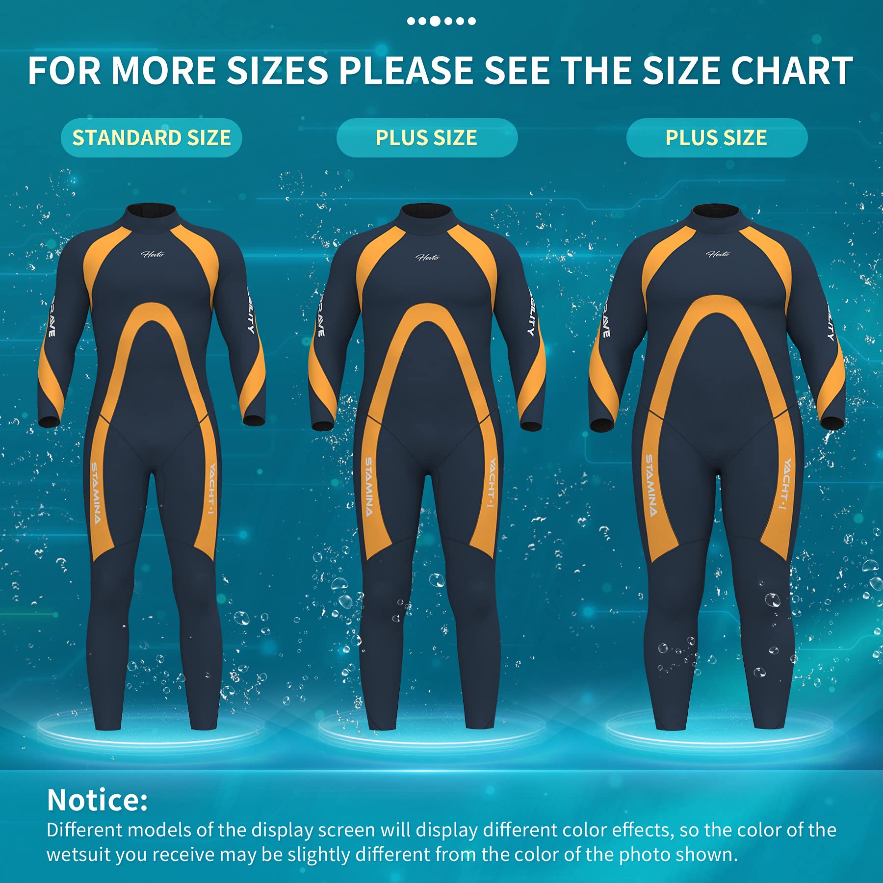 Hevto Wetsuits Men 3/2mm Neoprene Surfing Swimming Full Scuba Diving Suits Keep Warm for Water Sports (M15-Orange, XL)