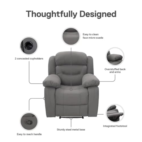 Generic Recliner with Cupholder, Gray High Backrest Manual Recliner