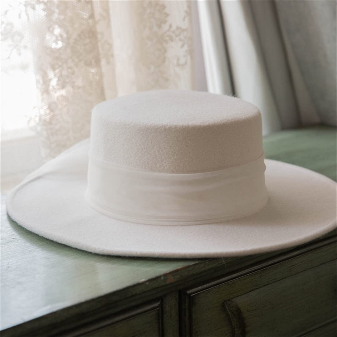 Ladies Hat Birdcage Veil Ladies Hat Wide Brim Classic Beige Wedding Party Headwear Accessories Beige