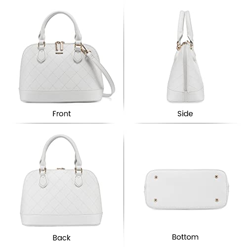 LOVEVOOK White Purse for Women Small Crossbody Bags Dome Satchel Bag Shoulder Purse Quilted-White