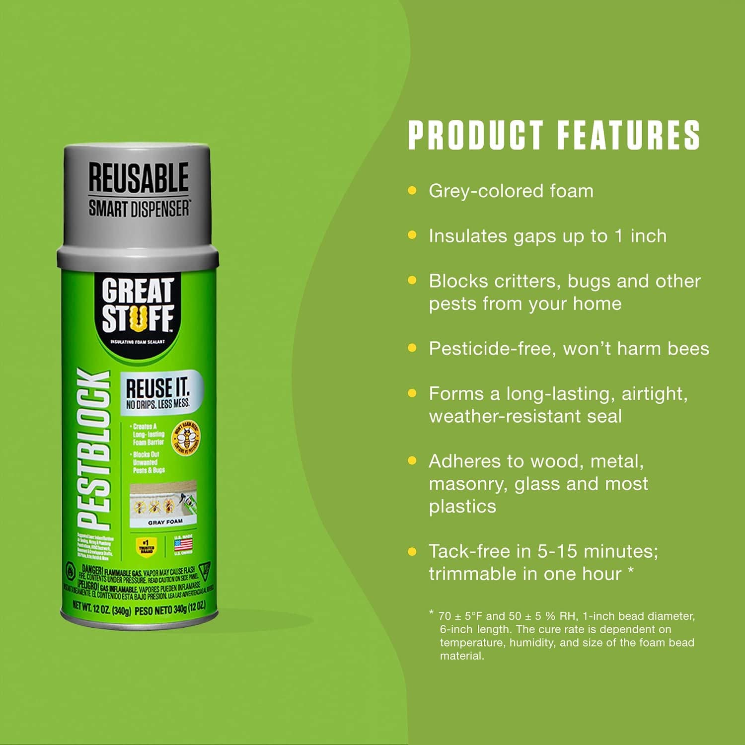 Great Stuff Pestblock Smart Dispenser - 3 Pack (3 x 12oz), Cans Off-White Spray Foam sealant for House/Home