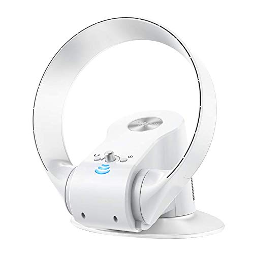 HLILY Bladeless Wall Mounted Fan,Remote Control/Timer,Power Saving, Ultra-Quiet Cooling Desktop Fan,26W, White/Silver/Black