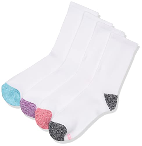Hanes womens Hanes Women's 4-pack Sport Cool Comfort Crew Casual Sock, White/Pink Assortment, 5 9 US