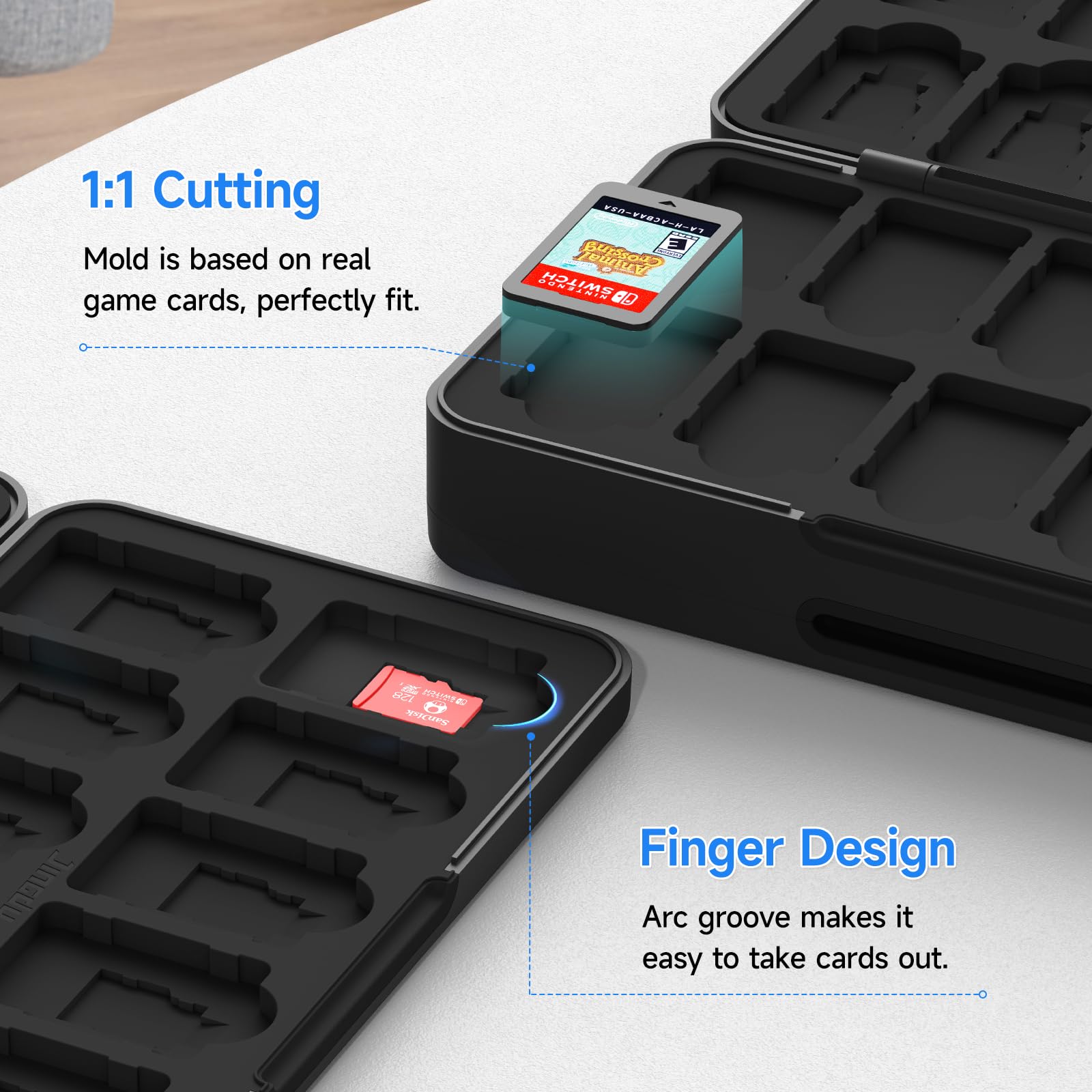 JINGDU 48-Slot Switch Game Card Case Compatible with Switch Game Cards & micro SD Cards, the Games Holder Organizer Suitable for Switch, Lite & OLED Game Card, Lake Blue Random Pattern