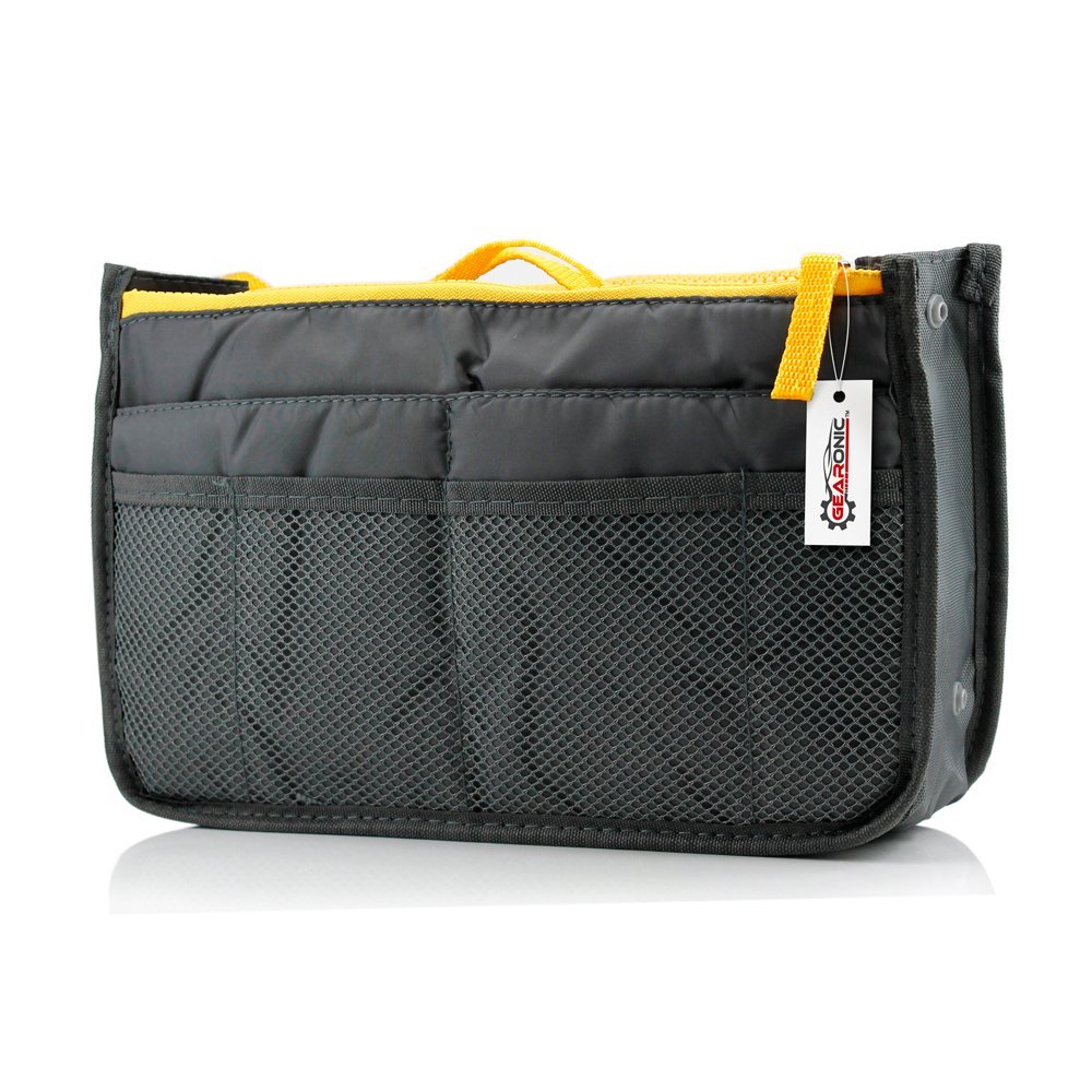 GEARONIC TM Lady Women Travel Insert Organizer Compartment Bag Handbag Purse Large Liner Tidy Bag- Orange