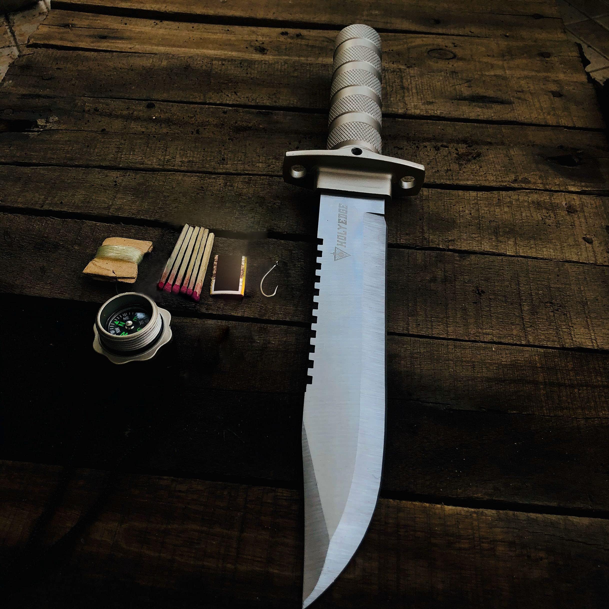 HOLYEDGE 13.7" Heavy Duty Fixed Blade Knife with Aluminium Alloy Handle Tactical Hunting Dagger Weapons Military Combat Knife