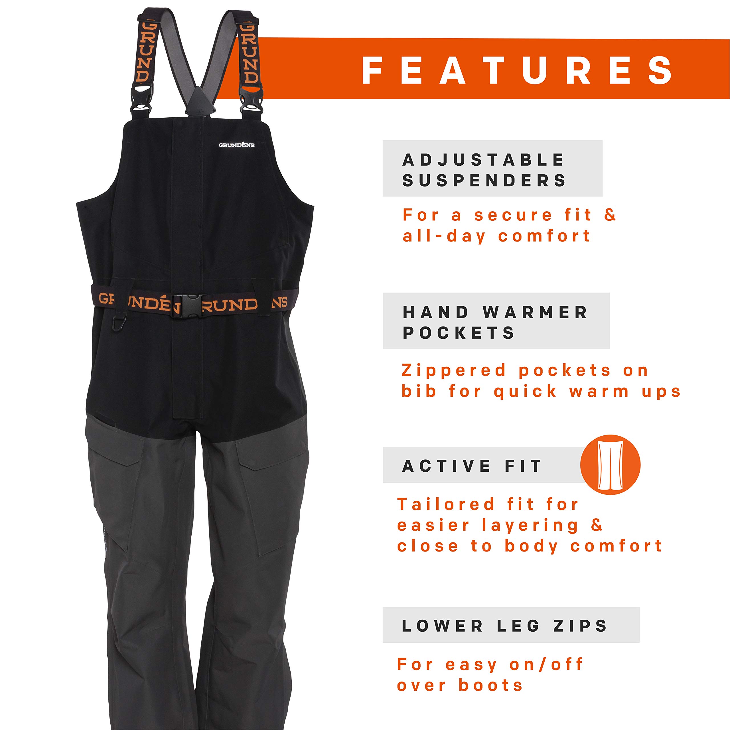 Grundens Men’s Buoy X GORE-TEX Bib | Waterproof, Breathable, Burnt Orange, Large