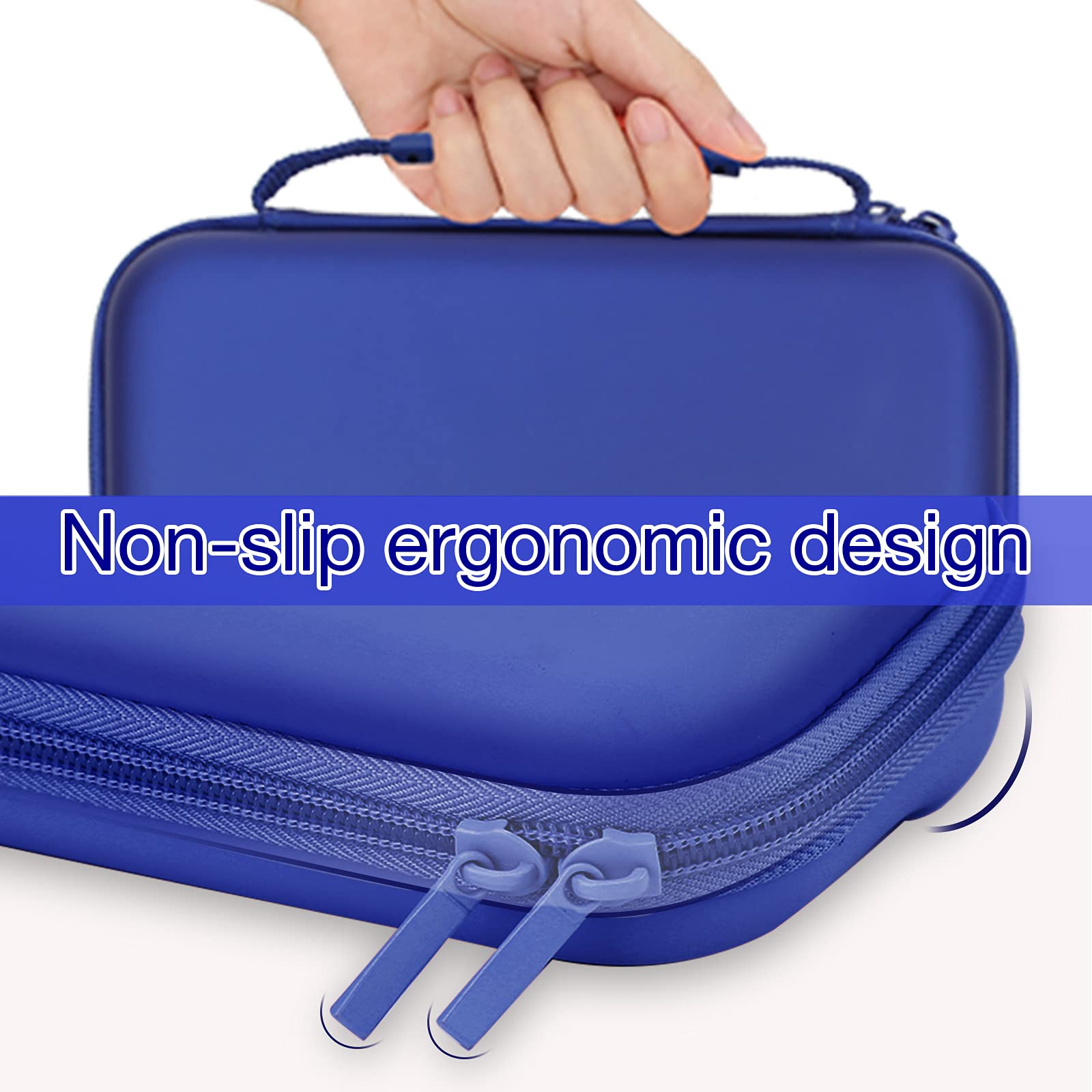 HEYSTOP Compatible with Switch Lite Carrying Case, Switch Lite Case with Soft TPU Protective Case Games Card 6 Thumb Grip Caps for Nintendo Switch Lite Accessories Kit(Blue)
