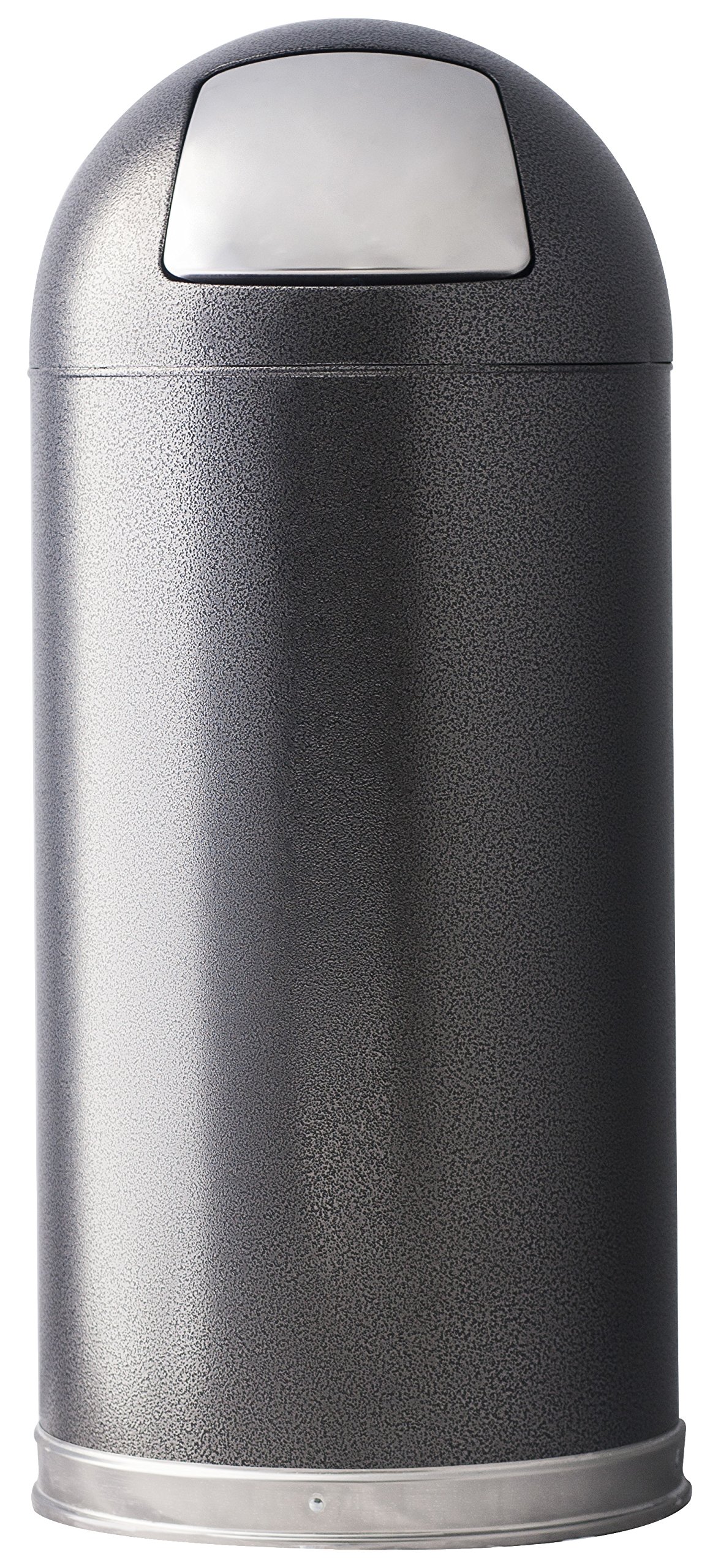 Witt Industries 15DTSVN Steel 15-Gallon Standard Dome Top Indoor Waste Receptacle with Galvanized Liner and Push Door, Round, 15" Diameter x 35" Height, Silver