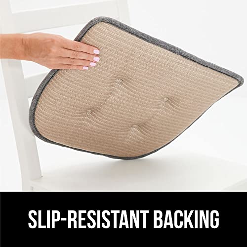 Gorilla Grip Tufted Memory Foam Chair Cushions, Set of 2 Comfortable Pads for Dining Room, Slip Resistant Backing, Washable Kitchen Table, Office Chairs, Computer Desk Seat Pad Cushion, 16x17 Beige