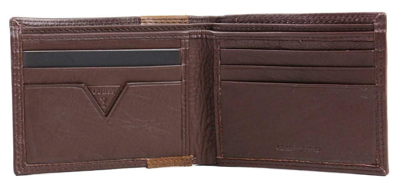 Guess Men's Brown Leather Billfold Brown Wallet