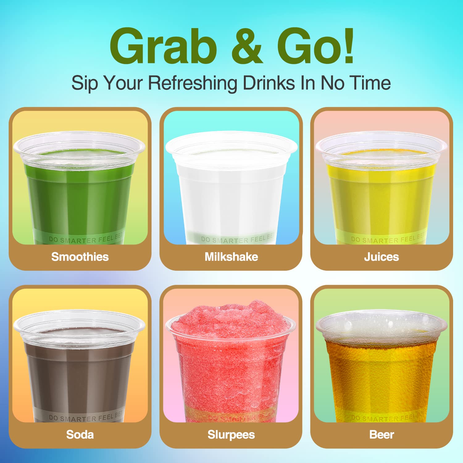 GREEVIRO Eco Compostable Plant-Based Clear Plastic Cups 12oz Thick, Reusable, Disposable Iced Coffee Cups for Smoothies, Beer & Any Beverages for Parties, Weddings & Gatherings