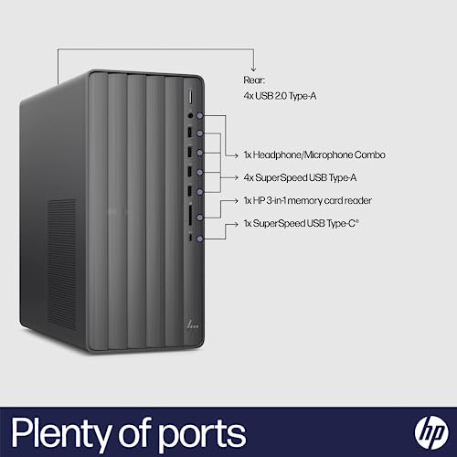 HP Envy i5 Tower Desktop, 13th Gen Intel i5-13400 Processor, Intel UHD Graphics 730, 16GB RAM, 1TB SSD, Wi-Fi 6, HDMI, RJ-45, SD Card Reader, Wired Keyboard & Mouse Included, Windows 11 Home, Black