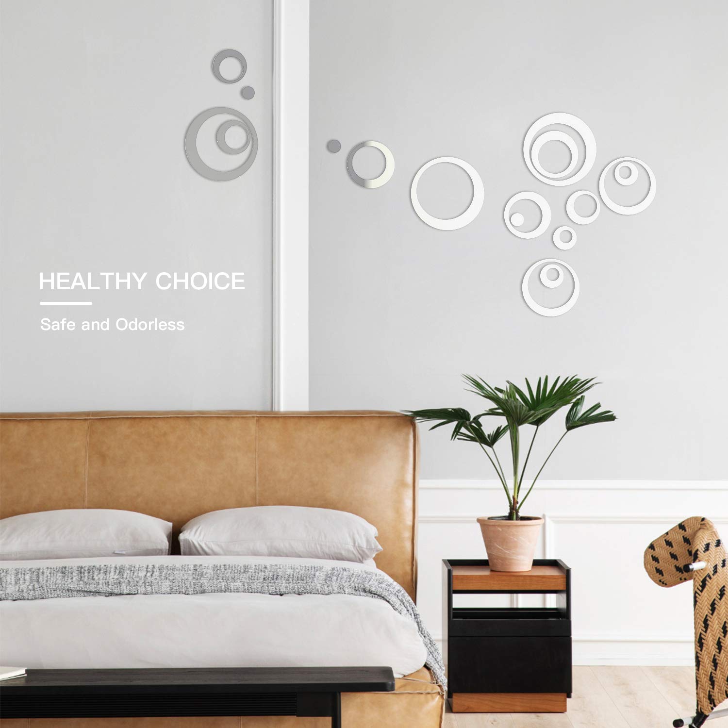 HOODDEAL Acrylic Mirror Style Removable Decal Vinyl Art Wall Sticker Home Decor (48 PCS, BlackGold)
