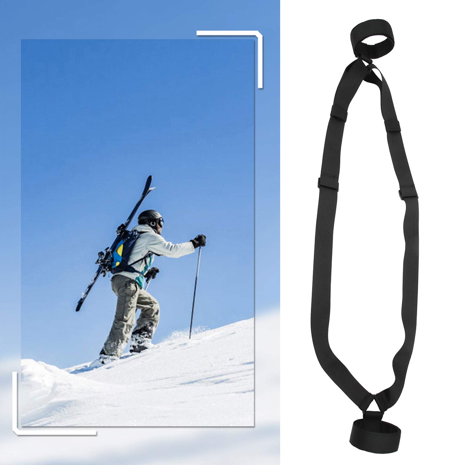LAIONTY Snowboard Backpack Strap Nylon Portable Storage Fixed Belt, With Adjustable Buckle Ski Fixed Shoulder Belt Training Accessory