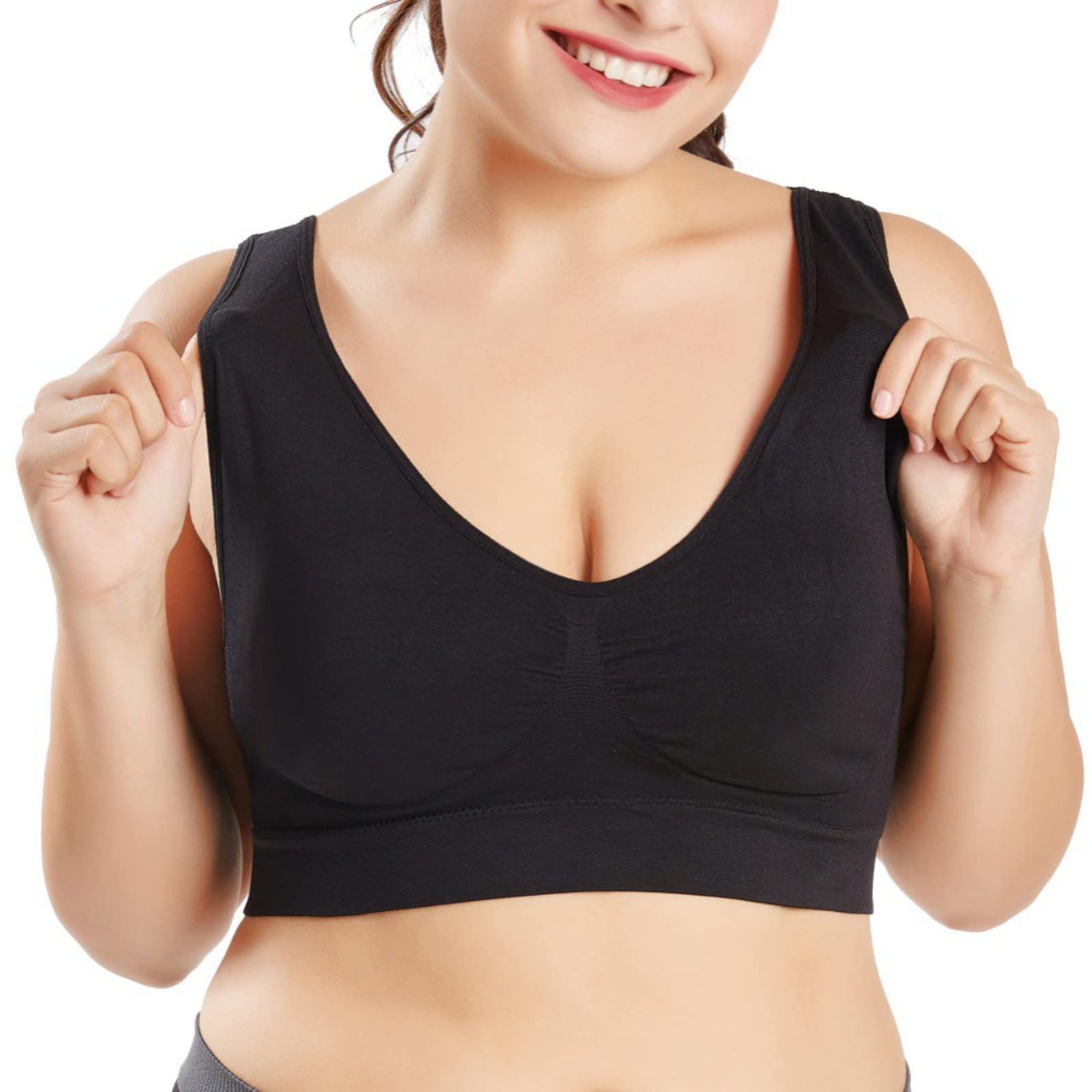 KOERIM 3 Pack Women Wire-Free Sports Bra Seamless Adjustable Running Workout Yoga Bra Breathable